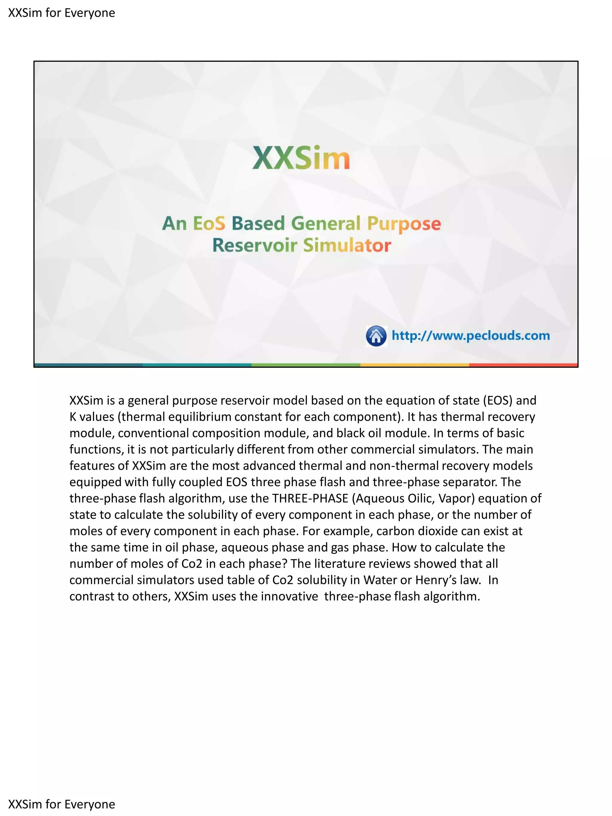 XXSim--An EoS Based General Purpose Reservoir Simulator | PDF