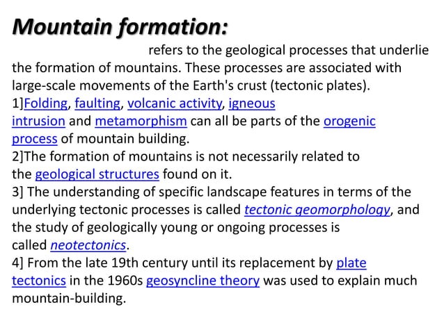 “THE FORMATION OF MOUNTAINS AND THERE TYPES ” | PPTX | Geology | Science