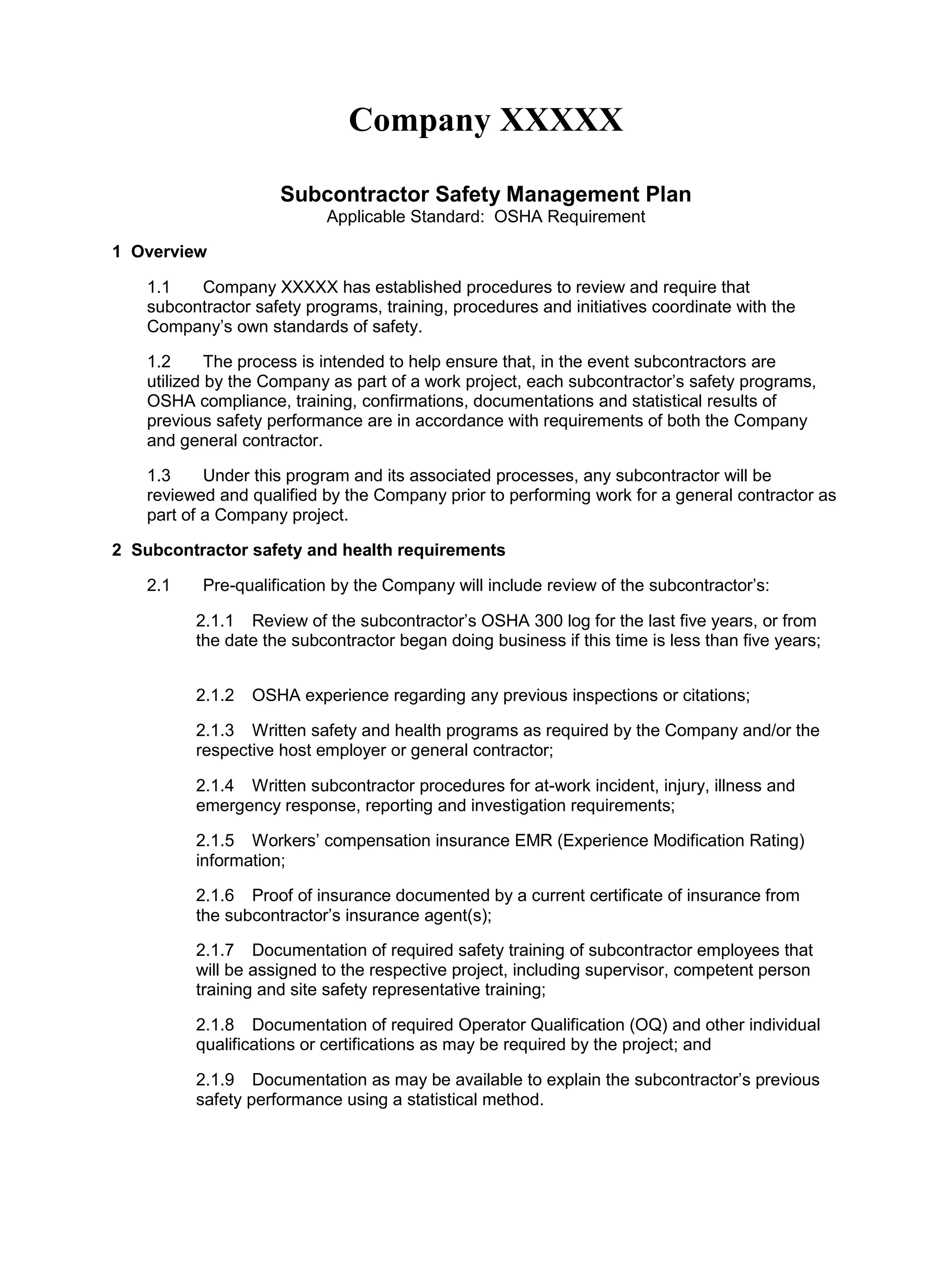 Xxxxx sub contractor_mgmnt | DOCX