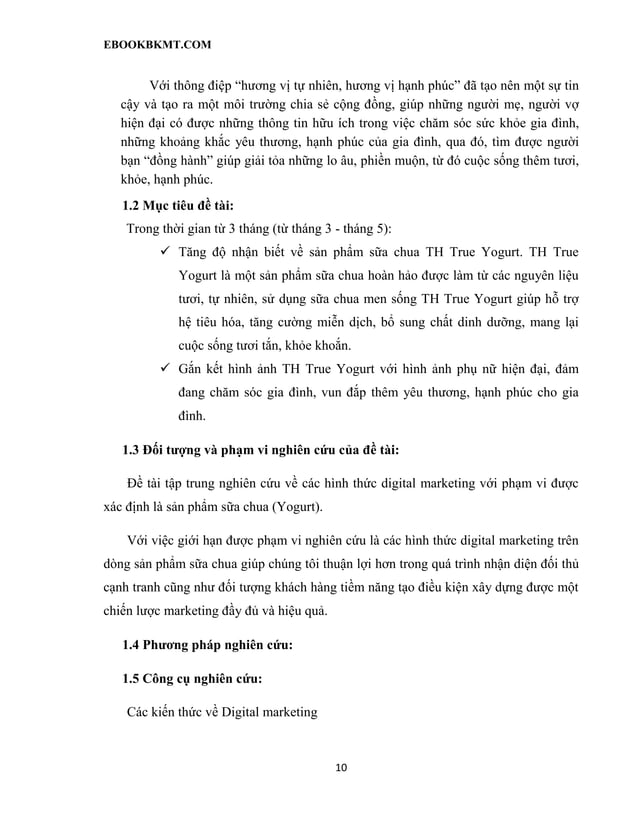Xây dựng chiến dịch Digital marketing cho sản phẩm sữa chua TH True Yogurt - tải tại sividoc.com ...
