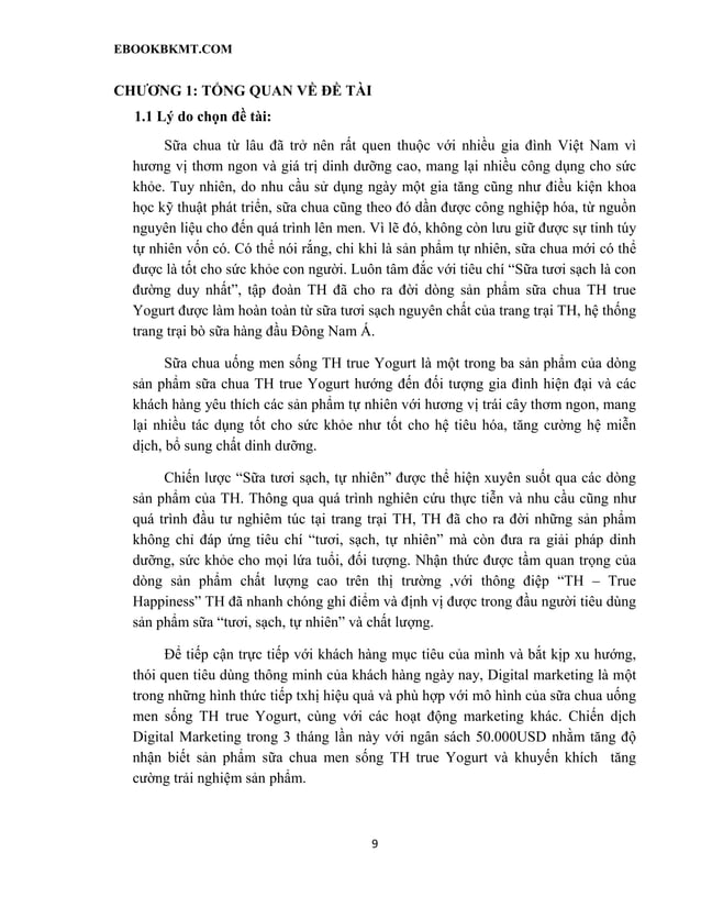 Xây dựng chiến dịch Digital marketing cho sản phẩm sữa chua TH True Yogurt - tải tại sividoc.com ...