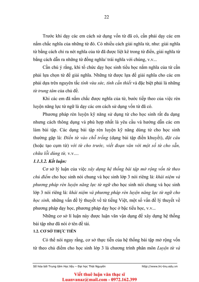 Xây dựng hệ thống bài tập mở rộng vốn từ theo chủ điểm cho học sinh lớp 3 | PDF