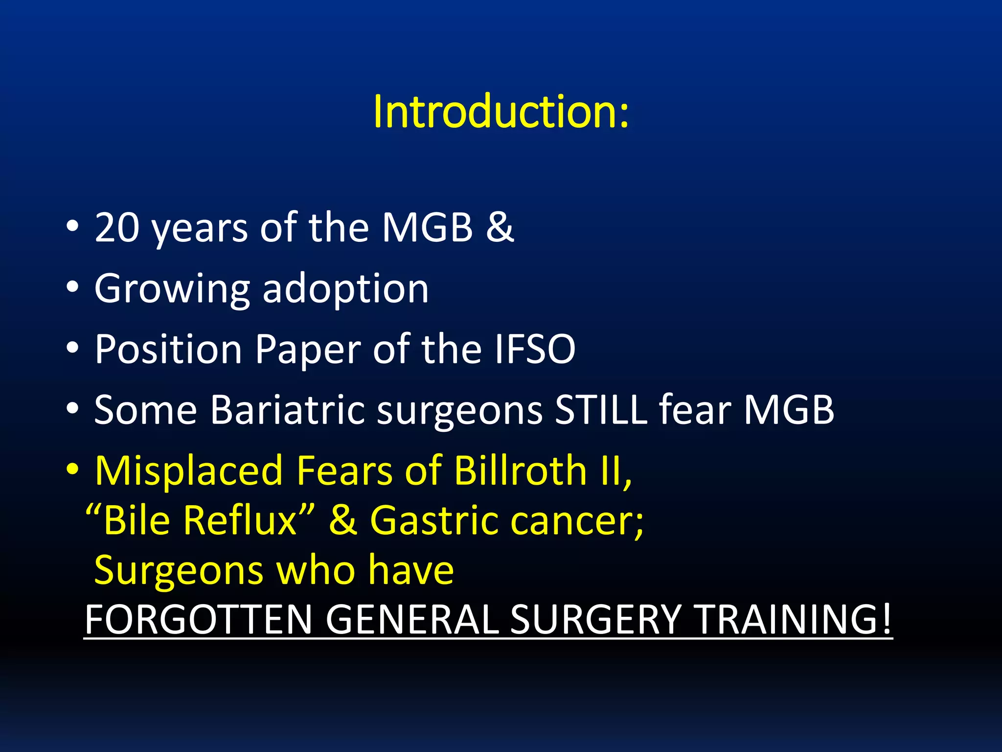 Intro to Mini-Gastric Bypass (Dr Rutledge) Why? + MGB v Sleeve | PPTX