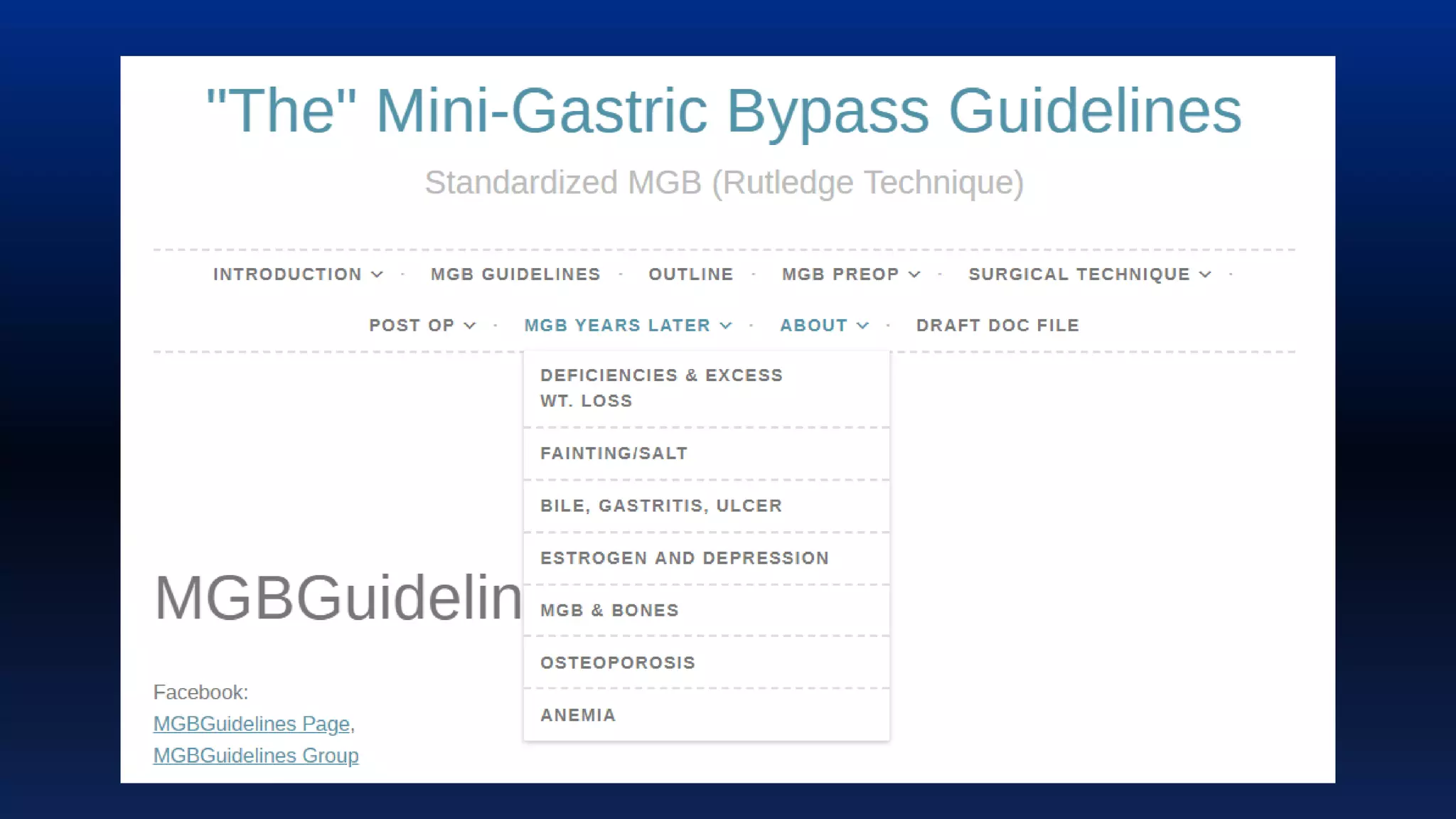 Dr Rutledge: MGB (Mini-Gastric Bypass) Guidelines Project | PPT