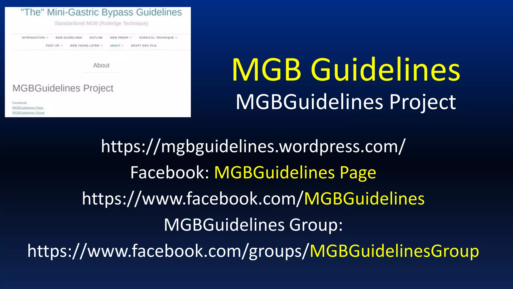 MGB Guidelines Project for Surgery Recovery | PPT
