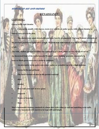 clothing and prints of renaissance, baroque and rococo time period | PDF