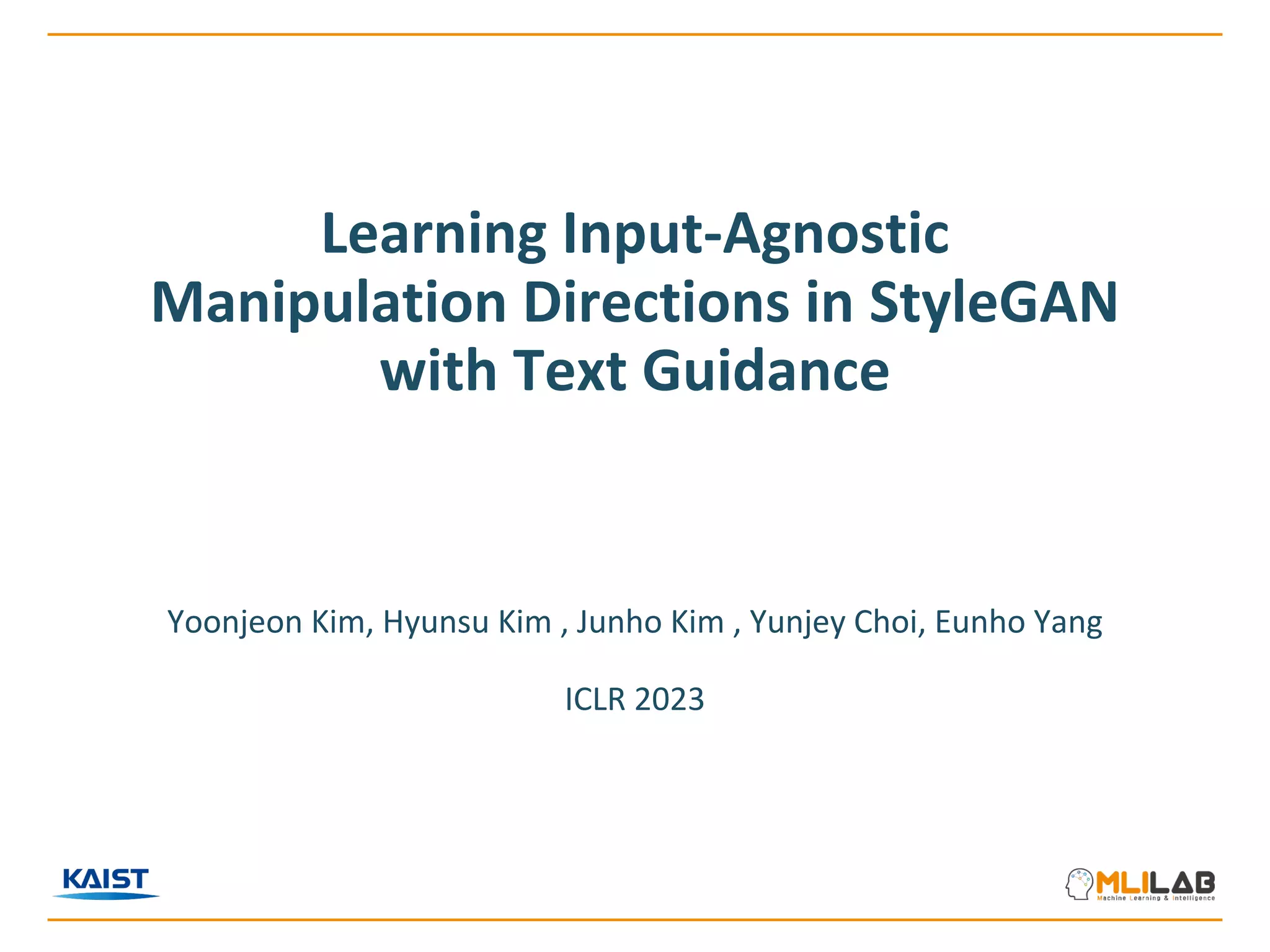 Y. Kim, ICLR 2023, MLILAB, KAISTAI | PDF