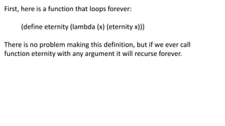 Y-Combinator In Scheme, Recursion in Lambda Calcul | PPT
