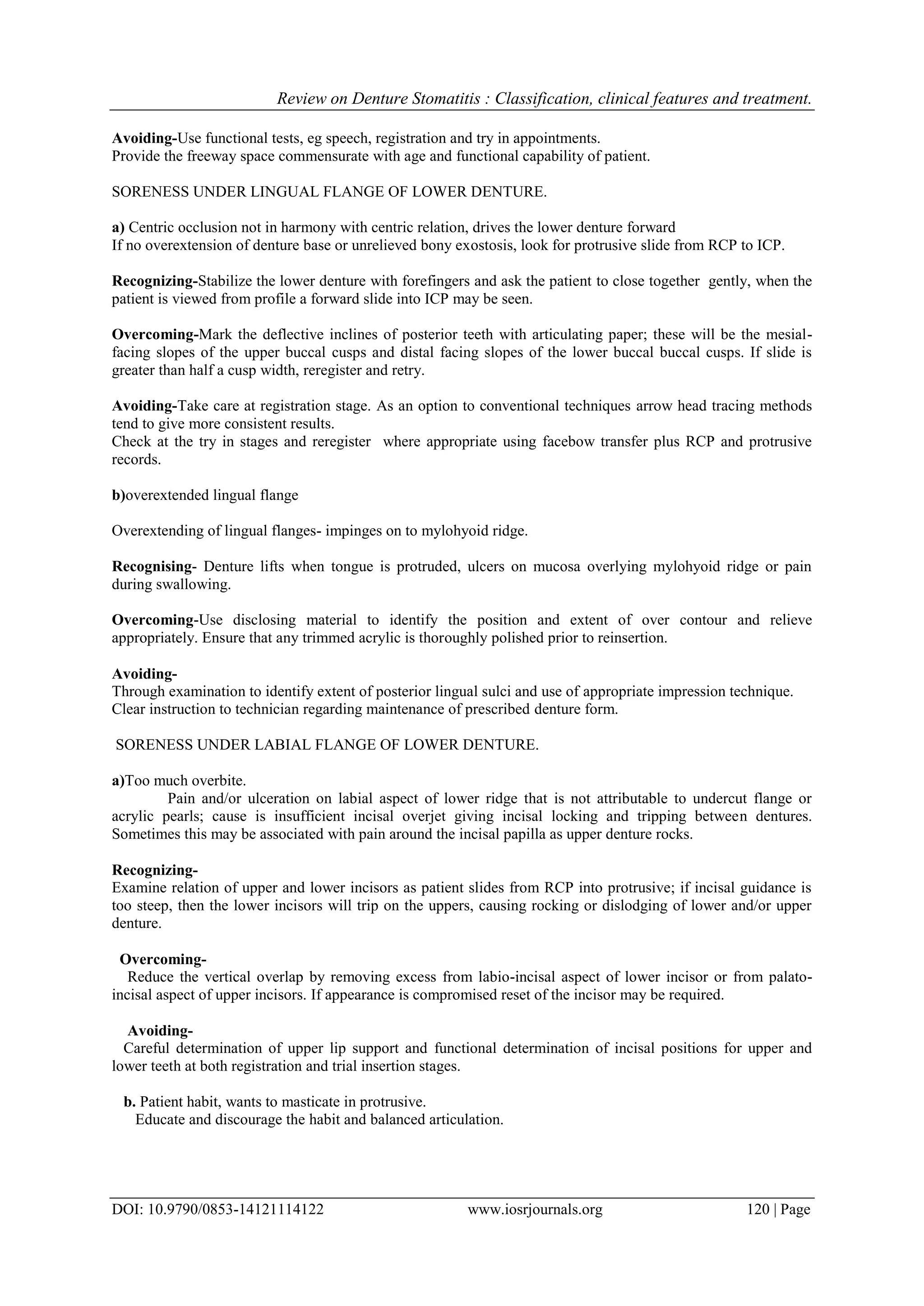 Review on Denture Stomatitis : Classification, clinical features and ...