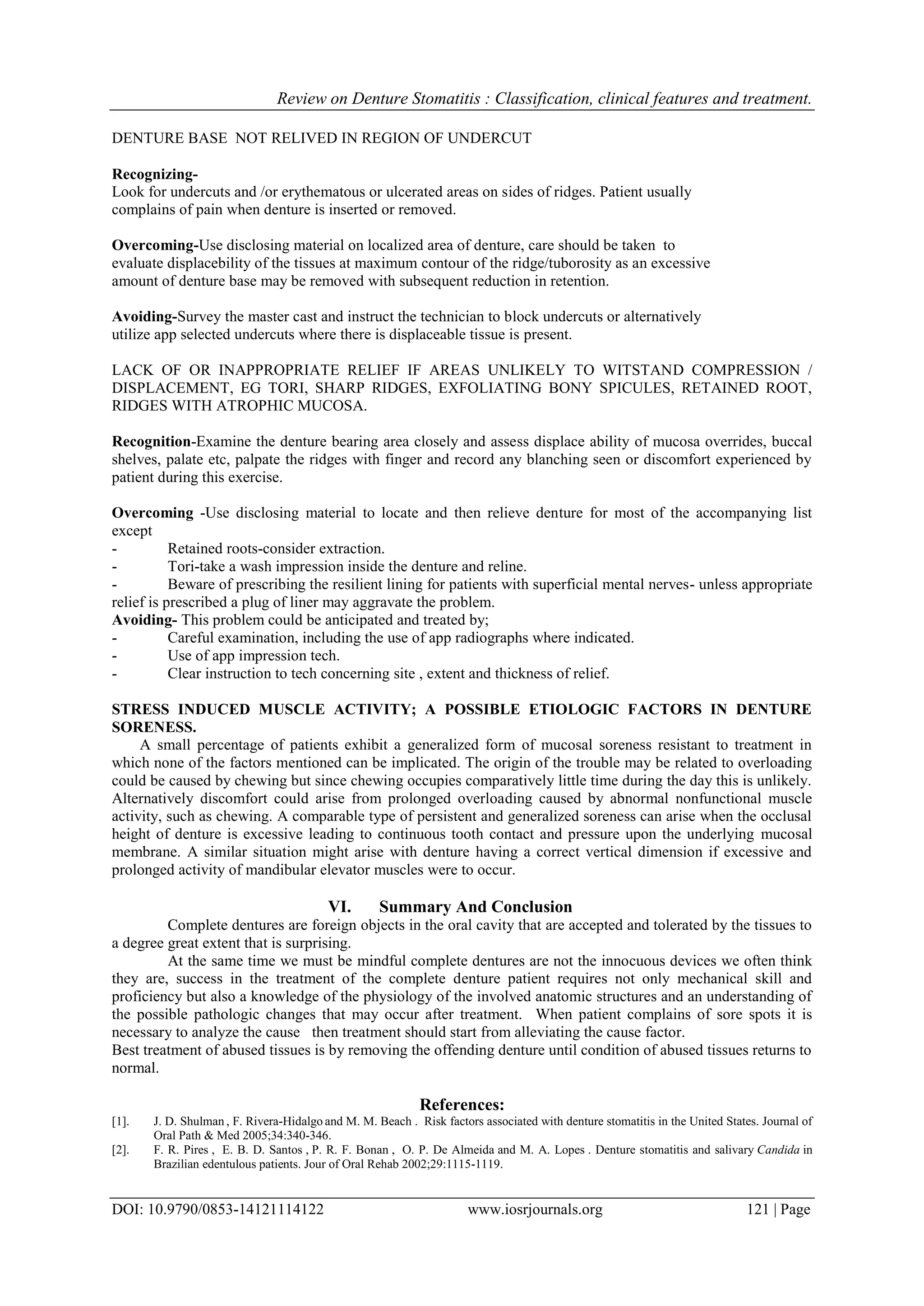 Review on Denture Stomatitis : Classification, clinical features and ...