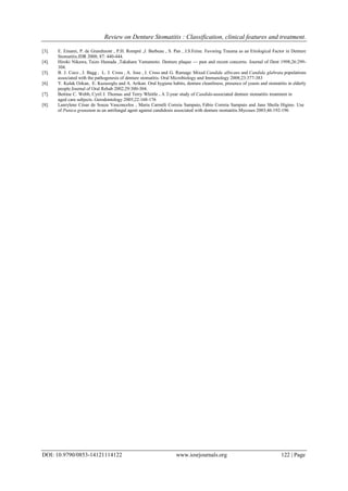 Review on Denture Stomatitis : Classification, clinical features and ...