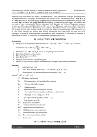 Perishable Inventory Model with Time Dependent Demand and Partial ...
