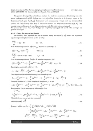 Perishable Inventory Model with Time Dependent Demand and Partial Backlogging | PDF