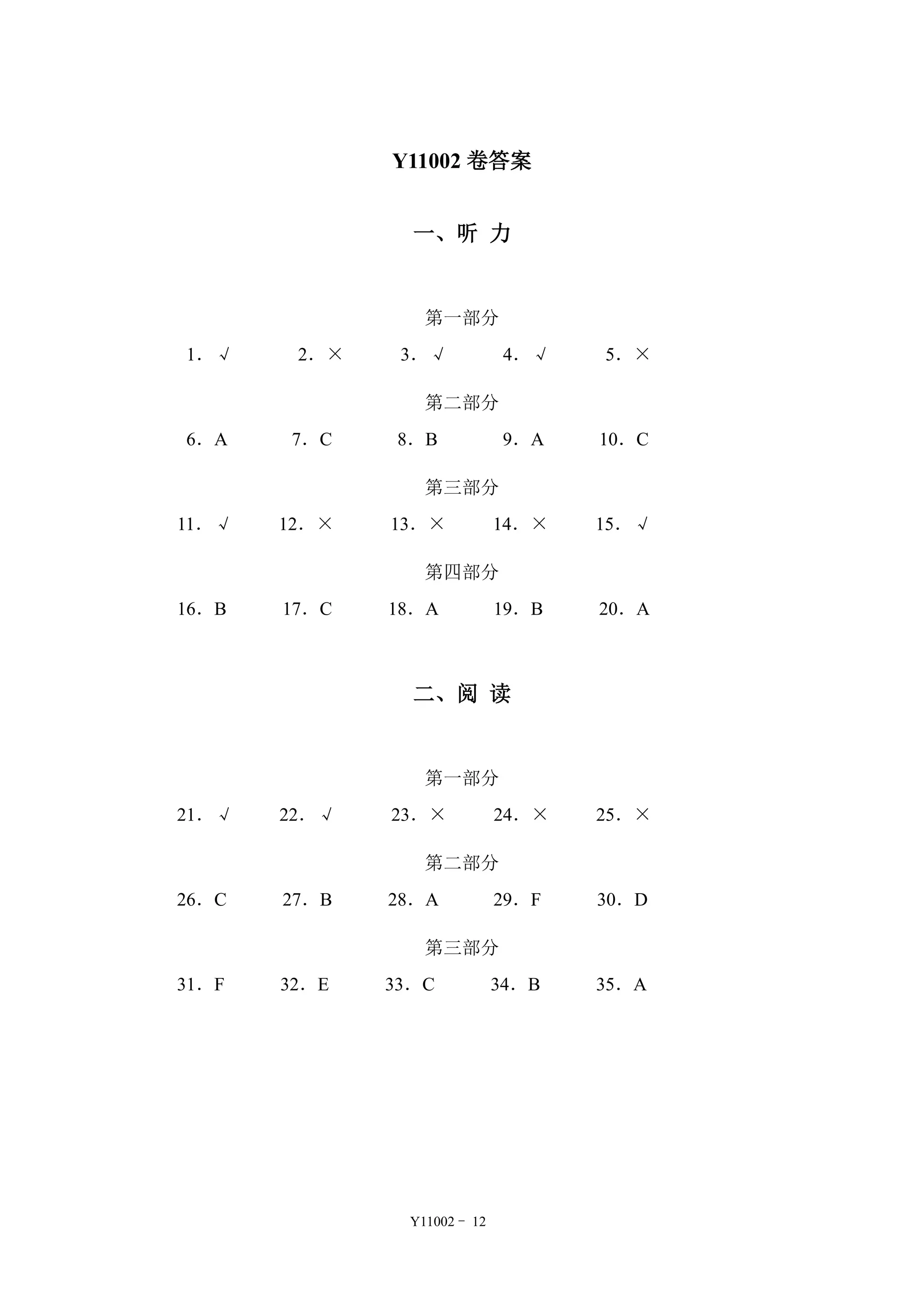 Y11002 (CHINESE PROFICIENCY TEST YCT 1) | PDF