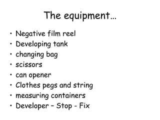 How to develop negatives | PPT | Video Production | Content Production