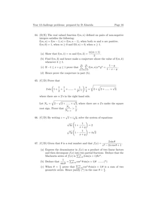 Year 13 challenge mathematics problems 107 | PDF