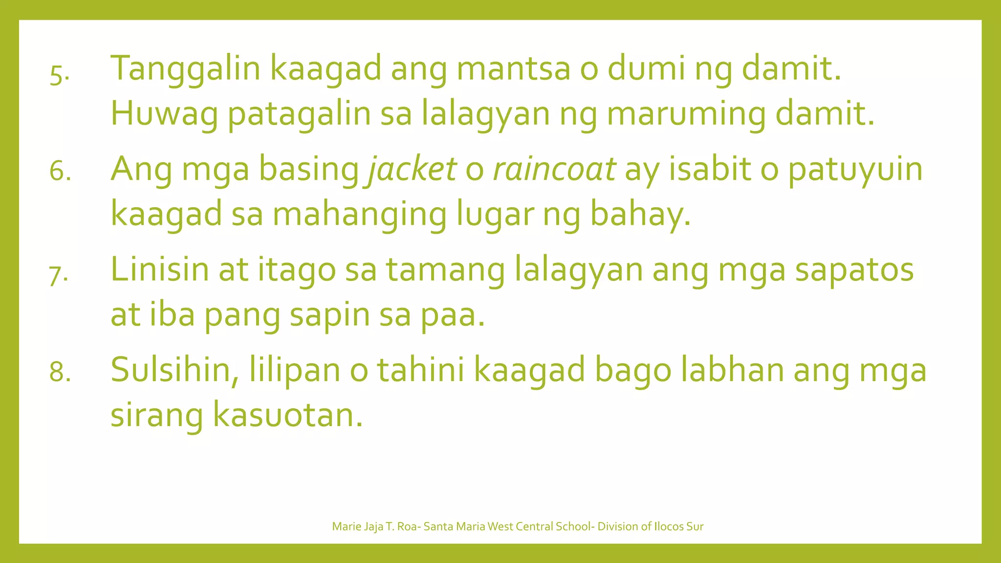Pangangalaga ng Kasuotan | PPTX