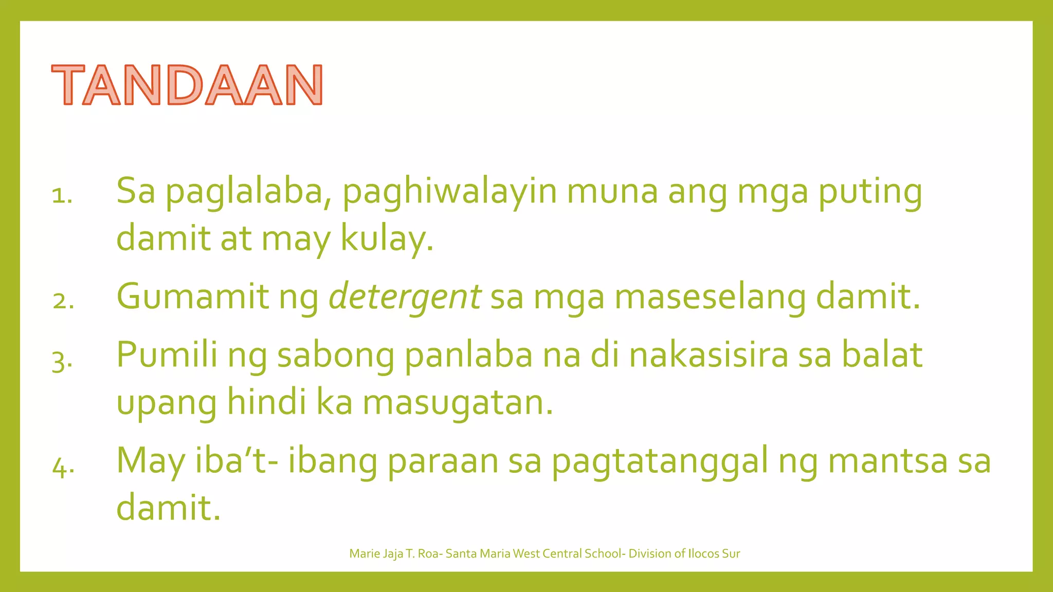 Pangangalaga ng Kasuotan | PPTX