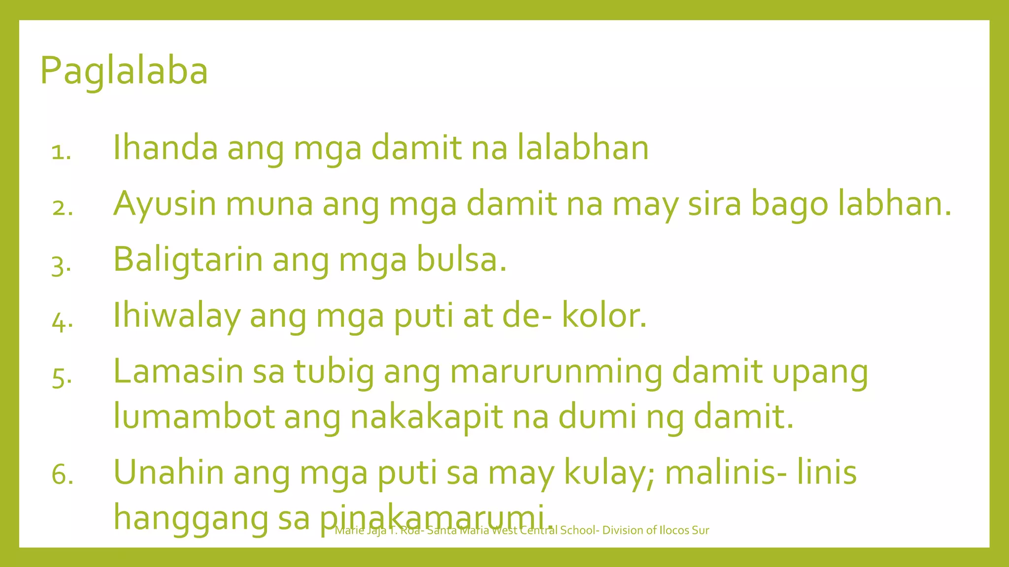 Pangangalaga ng Kasuotan | PPTX