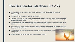 Y1B1new The Beatitudes Part I.pptx tqest | PPTX | Spirituality ...