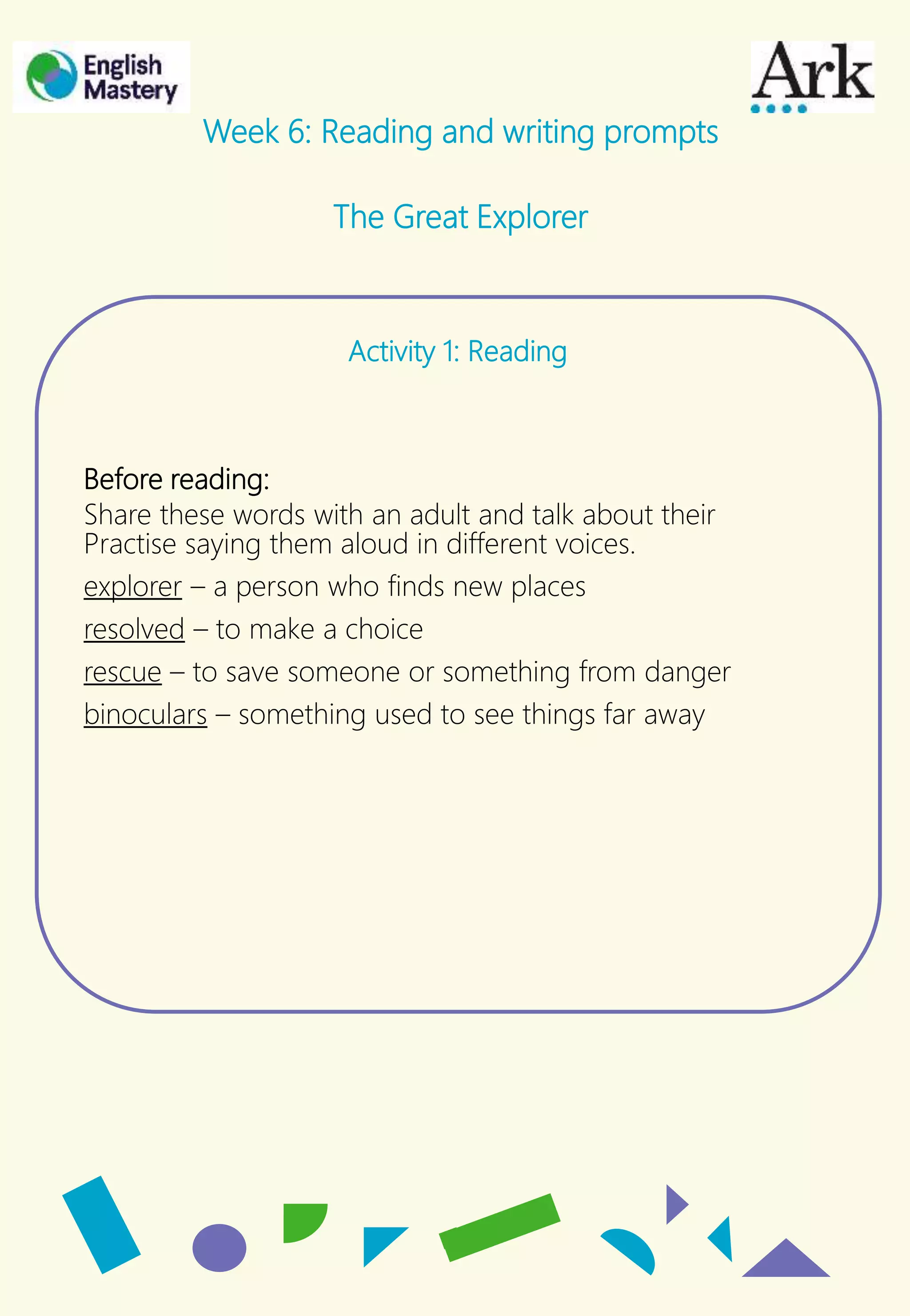 Year 1 Writing Week 6 | PPTX