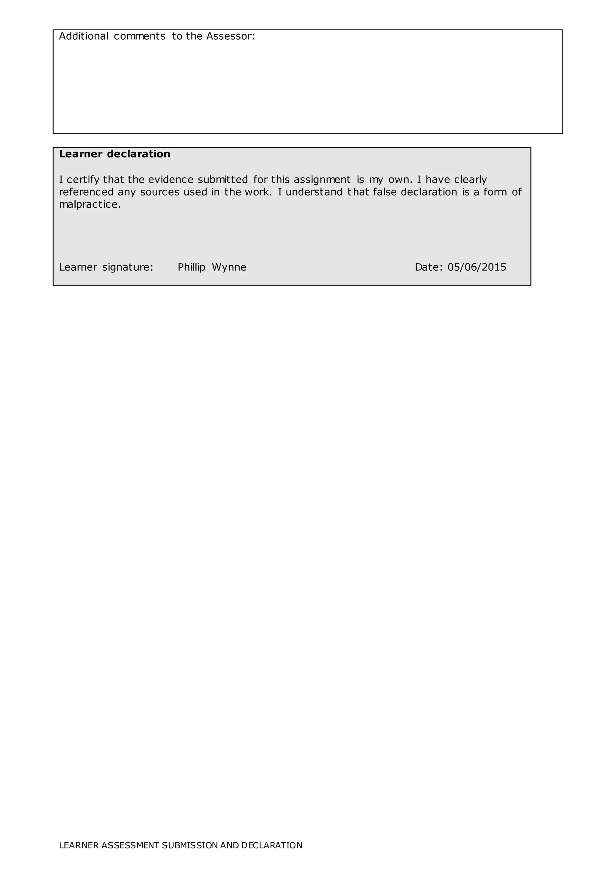 Y1 games ig2 learner assessment submission declaration | PDF