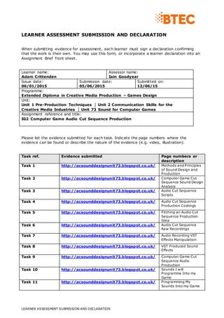 Y1 games ig2 learner assessment submission declaration - for merge | DOCX