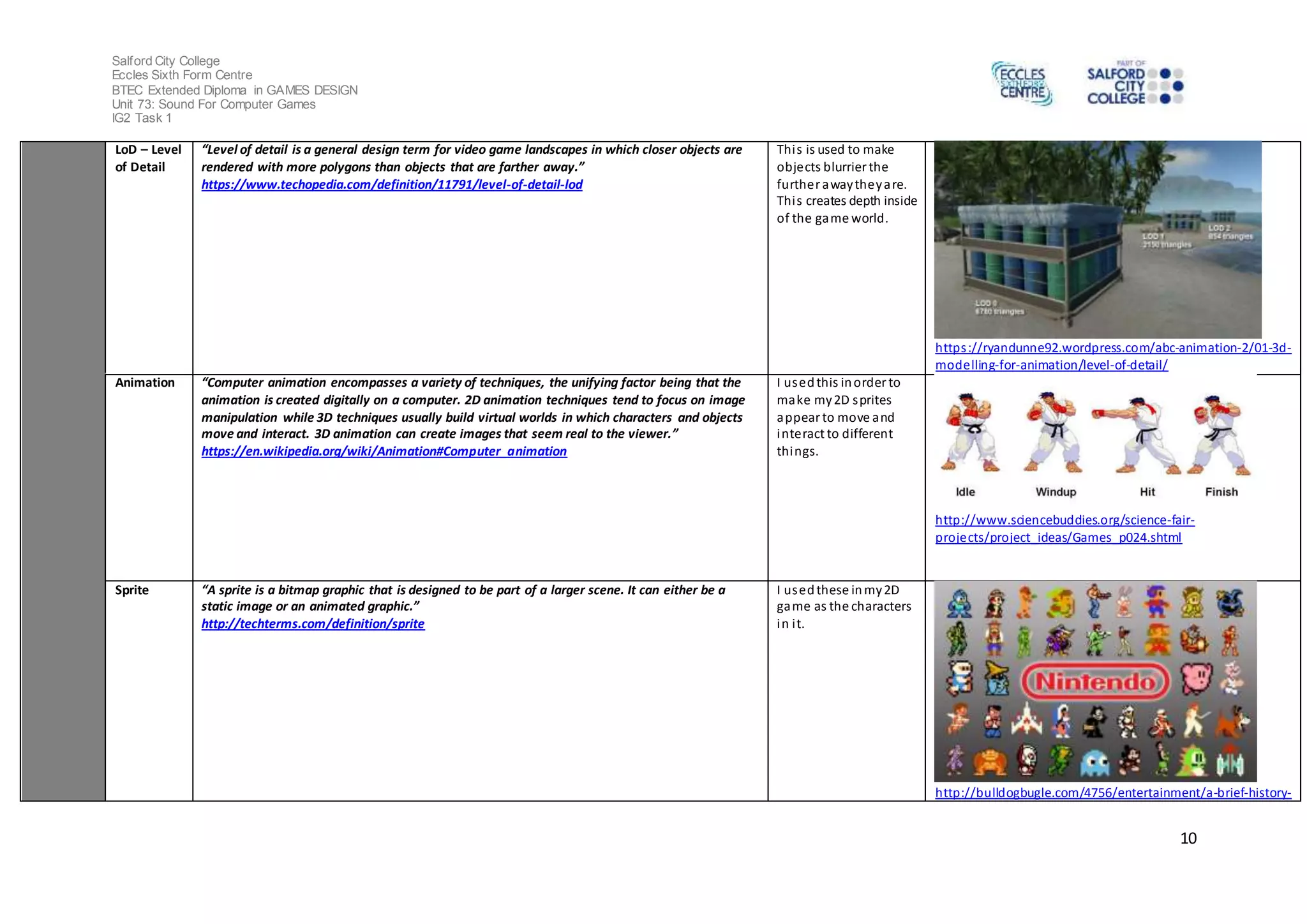 Y1 gd engine_terminology | DOCX | Video Game Genres | Video Gaming