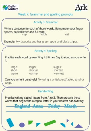 Y1 week 7 writing ppt | PPTX | Adventure Travel | Travel Type