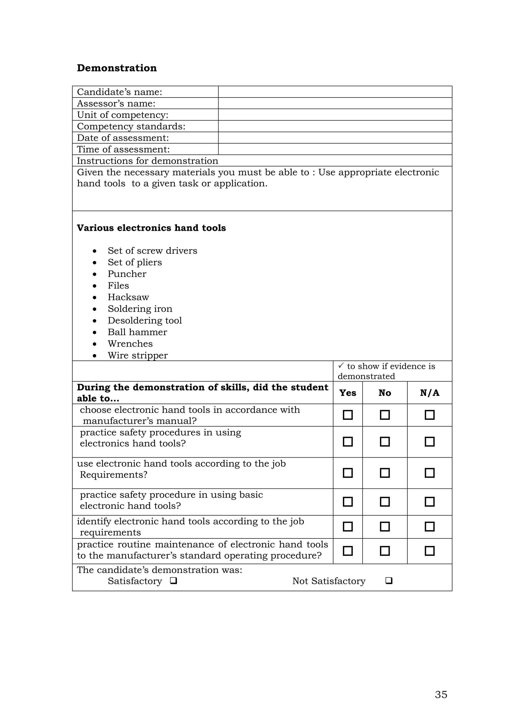 TLE CES NC II Y2 - Module 1 - Using Basic Electronic Hand Tools.doc
