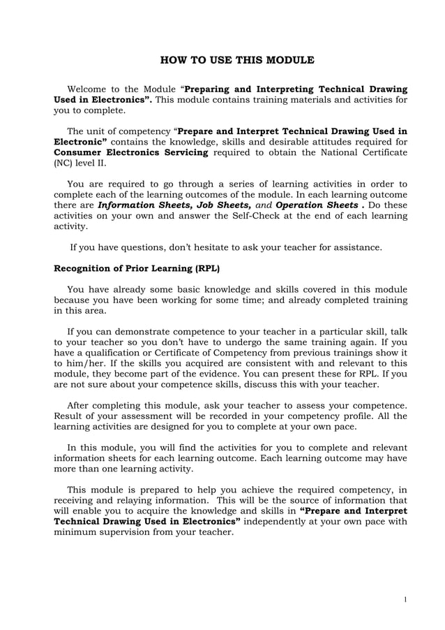 TLE CES NC II Y2 - Module 3 - Interpreting Technical Drawing.doc | Educational Assessment ...