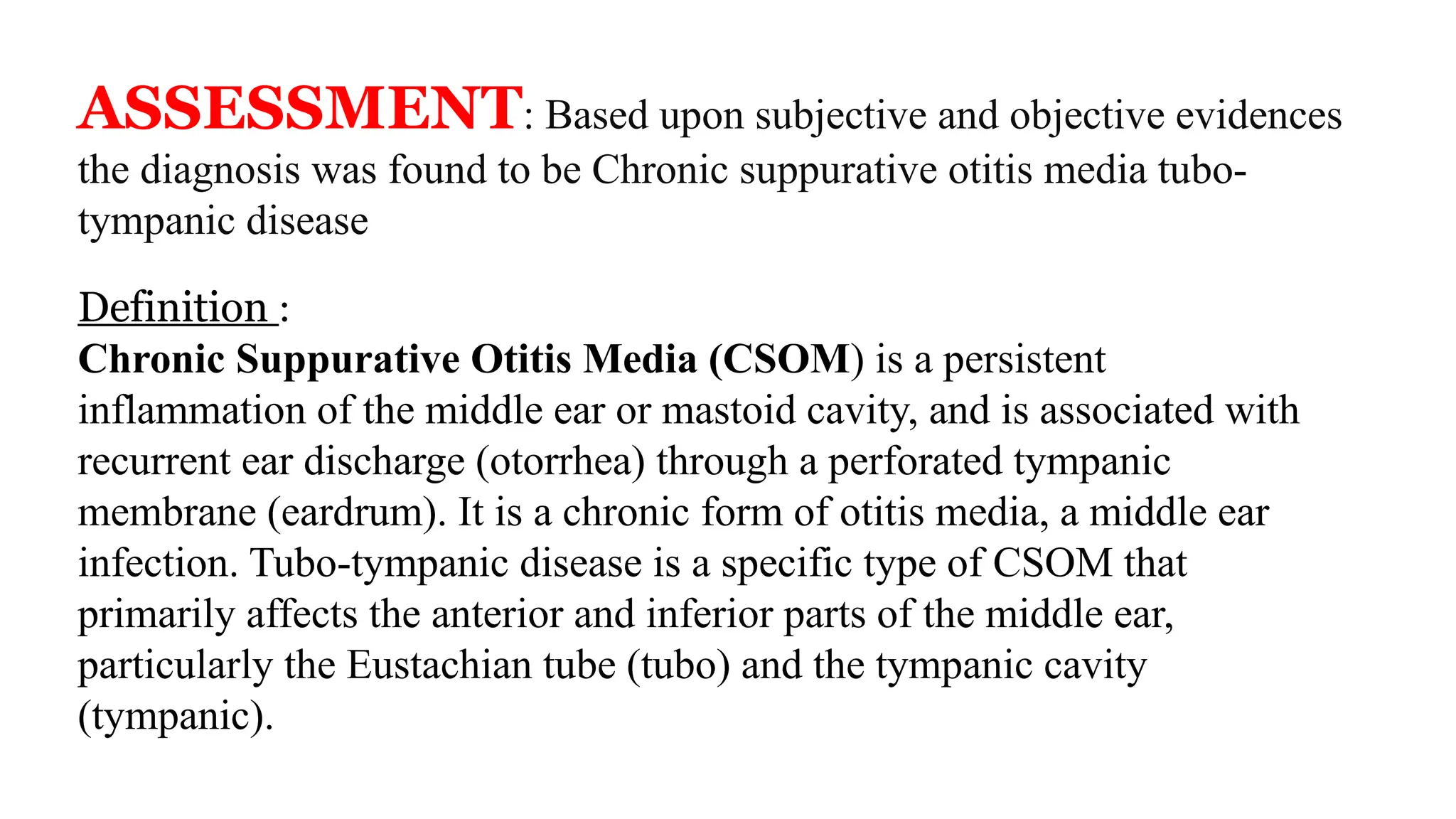 case presentation suppurative otitis media csom | PPTX