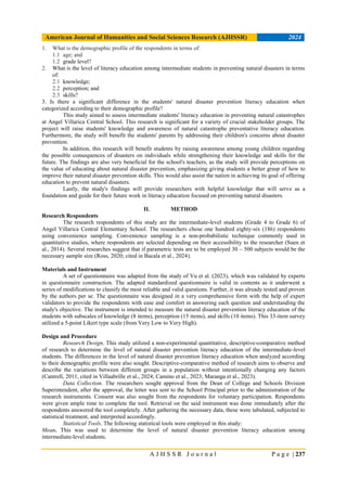 Natural Disaster Prevention Literacy Education among Intermediate-Level ...