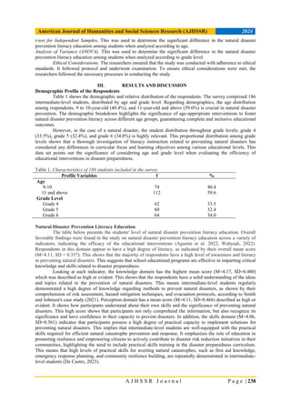Natural Disaster Prevention Literacy Education among Intermediate-Level ...