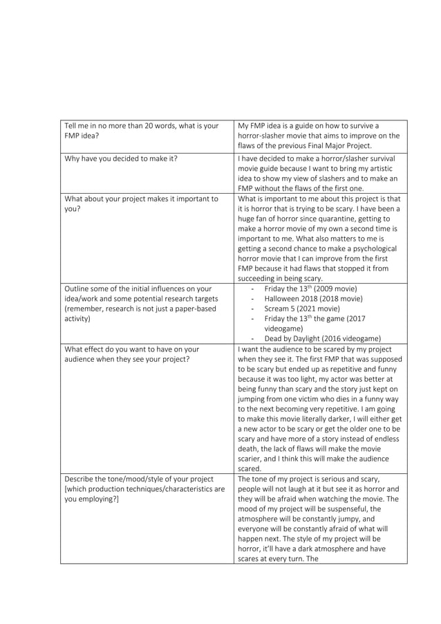 Y2 FMP Pre-Proposal 2021.docx | Movies | Entertainment