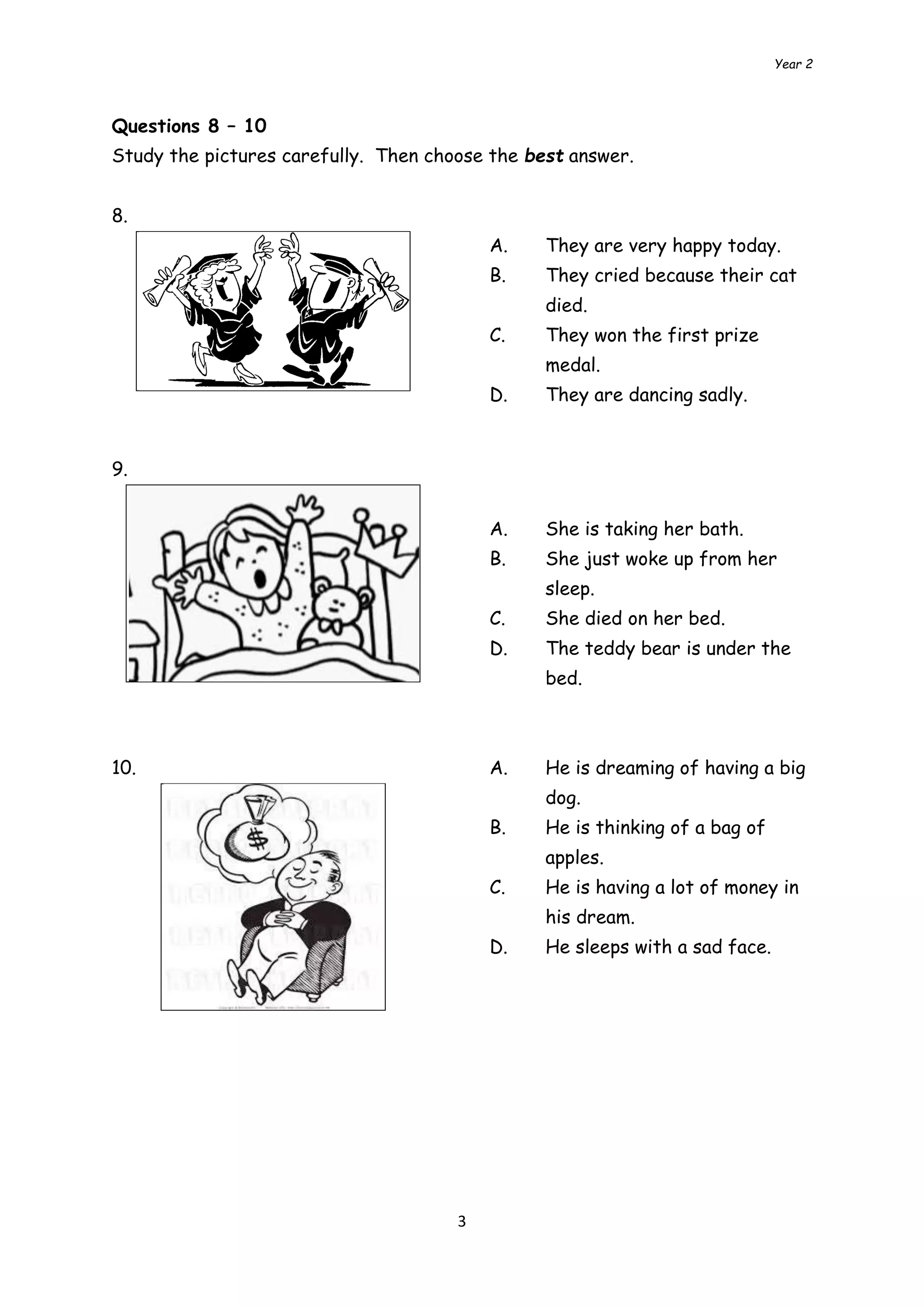 Year 2 English Language Paper 1 Test Paper | DOCX