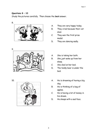 Year 2 English Language Paper 1 Test Paper | DOCX