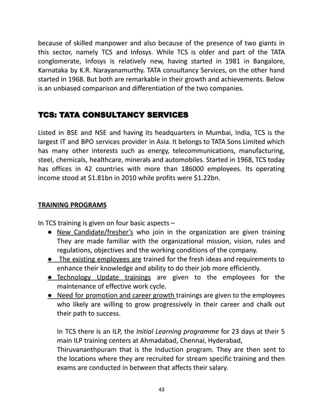 Analysis of Training and Development Programs in TCS | PDF