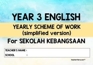 year 3 english scheme of work suitable gor teacher's reference | PPT