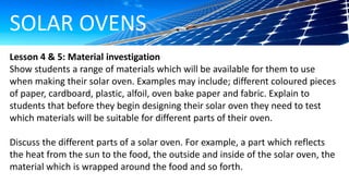 Solar Ovens: Y3/4 Design and Technologies Teaching Unit | PPTX