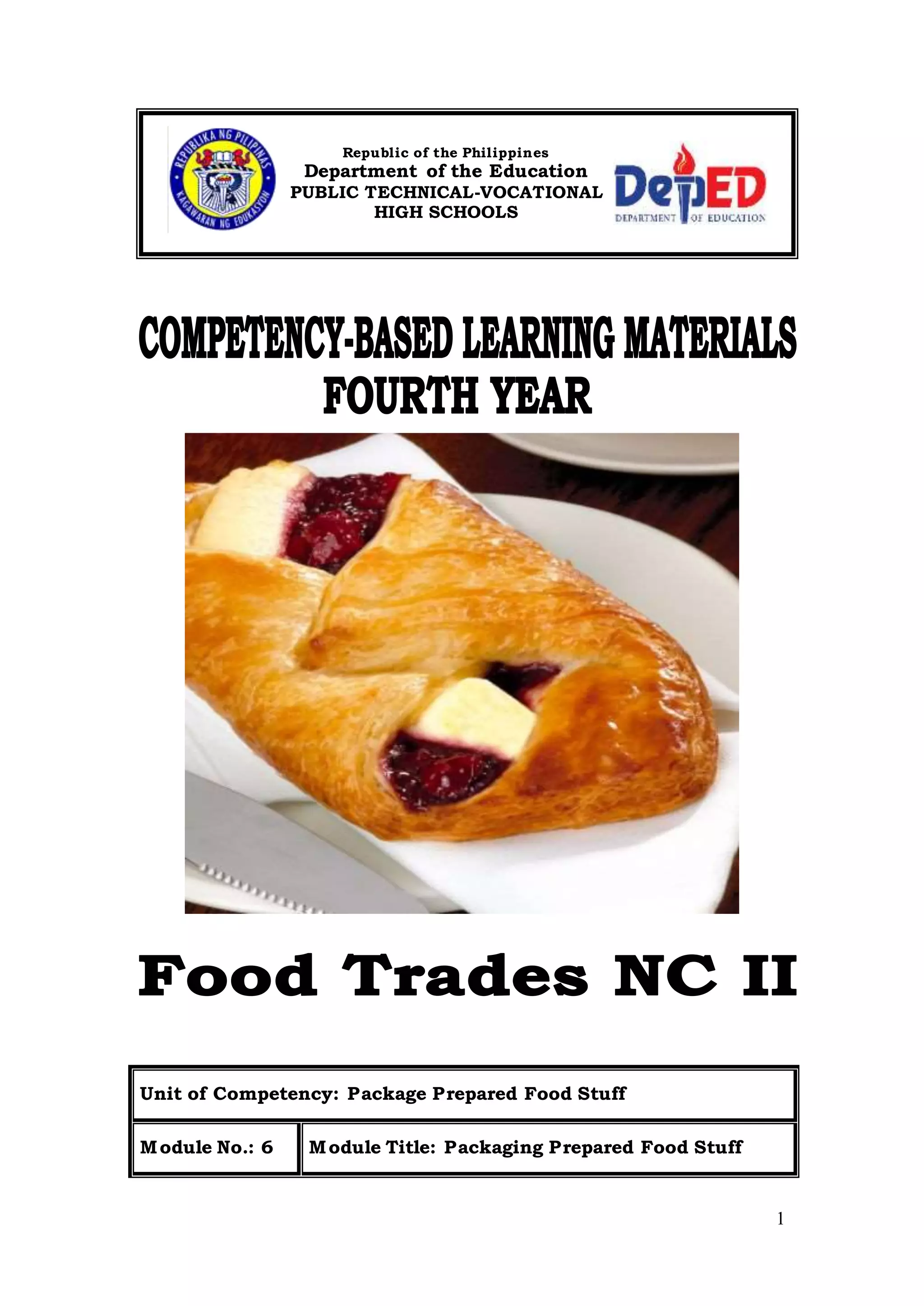 Y4 module 6 - package prepared food stuff | DOC