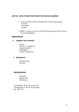 Y4 module 6 - package prepared food stuff | DOC