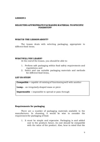 Y4 module 6 - package prepared food stuff | DOC