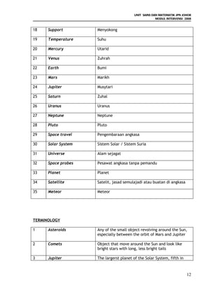 Kosa kata Sains Tahun 4 | DOC