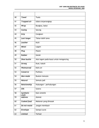 Kosa kata Sains Tahun 4 | DOC