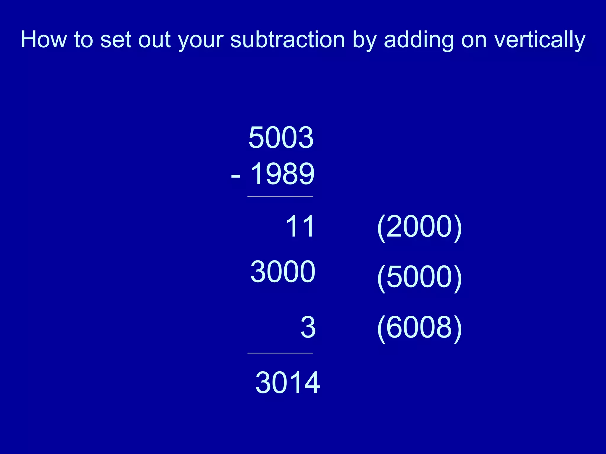 Y5 Subtraction Complimentary Method (Counting Up) | PPT