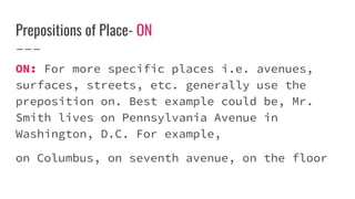 Prepositions of time and place in on at | IELTS Test Aid | PPT