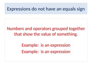 Y7-Expressions.pptx. This is a year 7 basic algebra. The topic is about ...