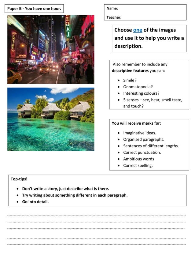 Y7 exam paper B | DOCX