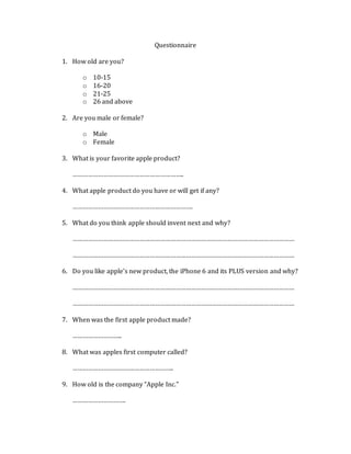 Questionnaire | DOCX